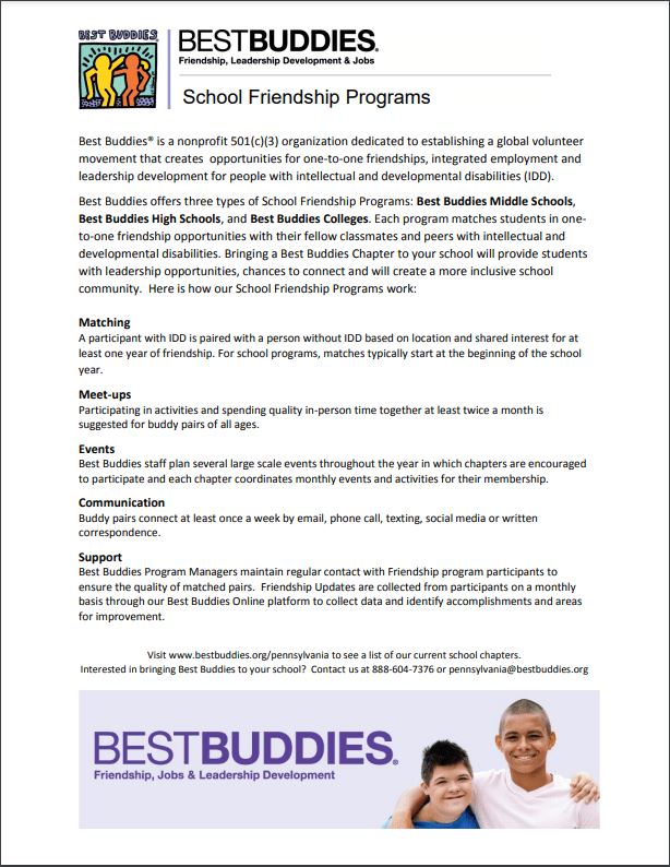Best Buddies Program – Esperanza Academy Charter School